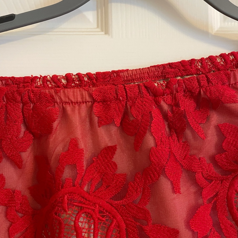 Urban Outfitters - Red Lace Strapless Dress - Gem
